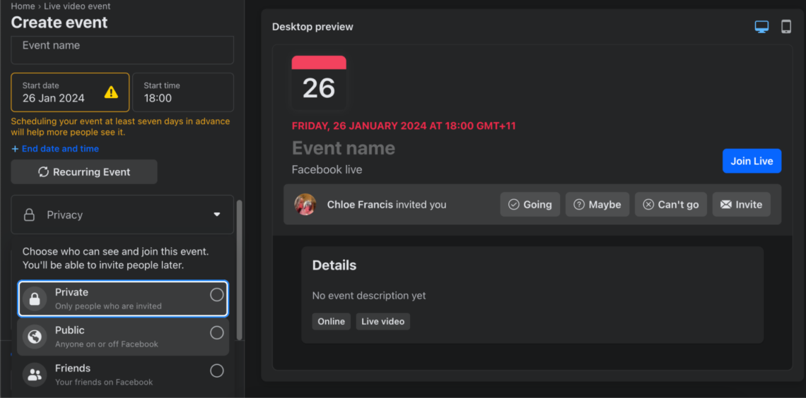 How To Create A Facebook Live Event in 3 Easy Steps